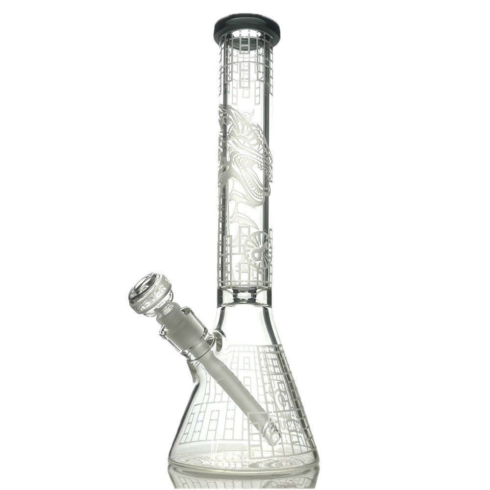 Etched Dragon Beaker Bong - Glass Patriots