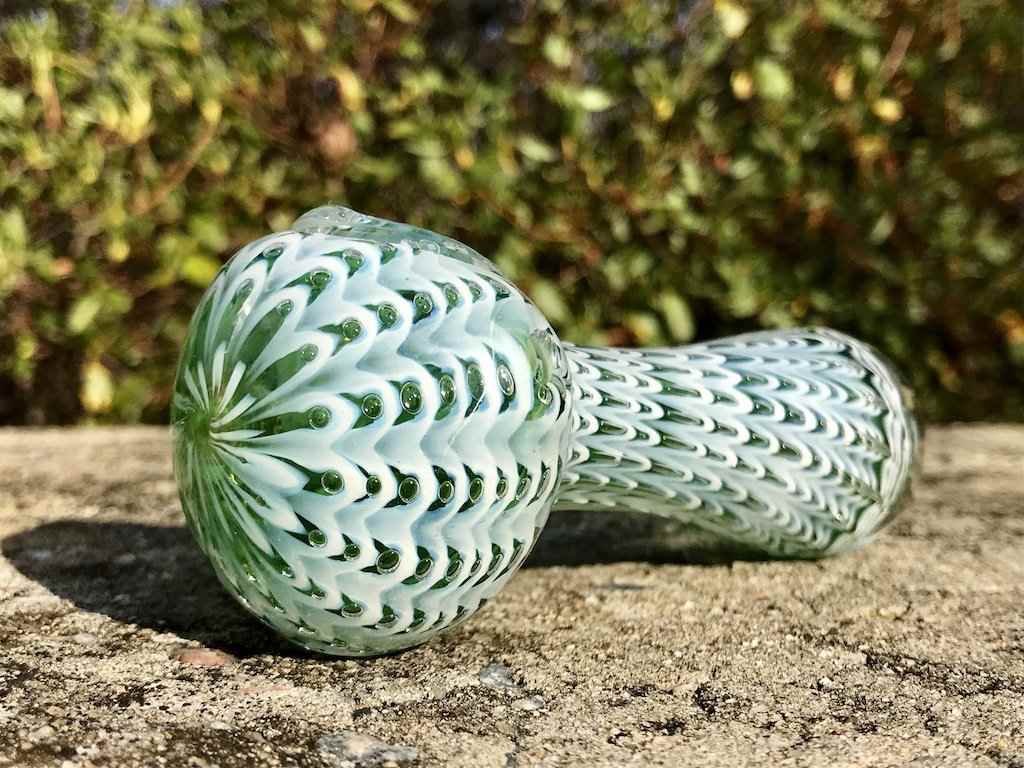 Green Wrap & Rake Glass Pipe - Glass Patriots