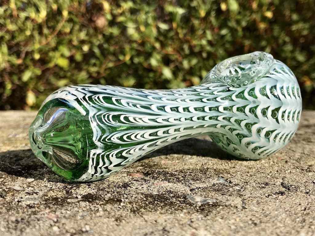 Green Wrap & Rake Glass Pipe - Glass Patriots