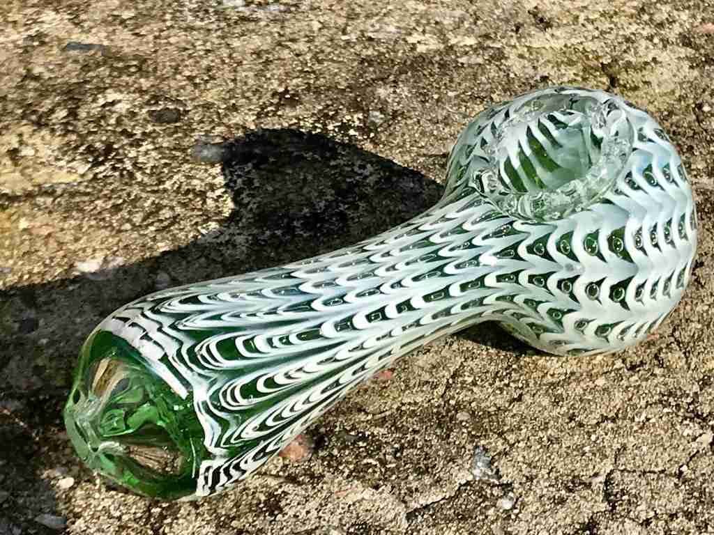 Green Wrap & Rake Glass Pipe - Glass Patriots